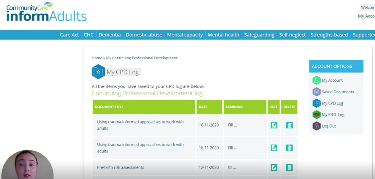 Video: logging CPD using Community Care Inform - Adults