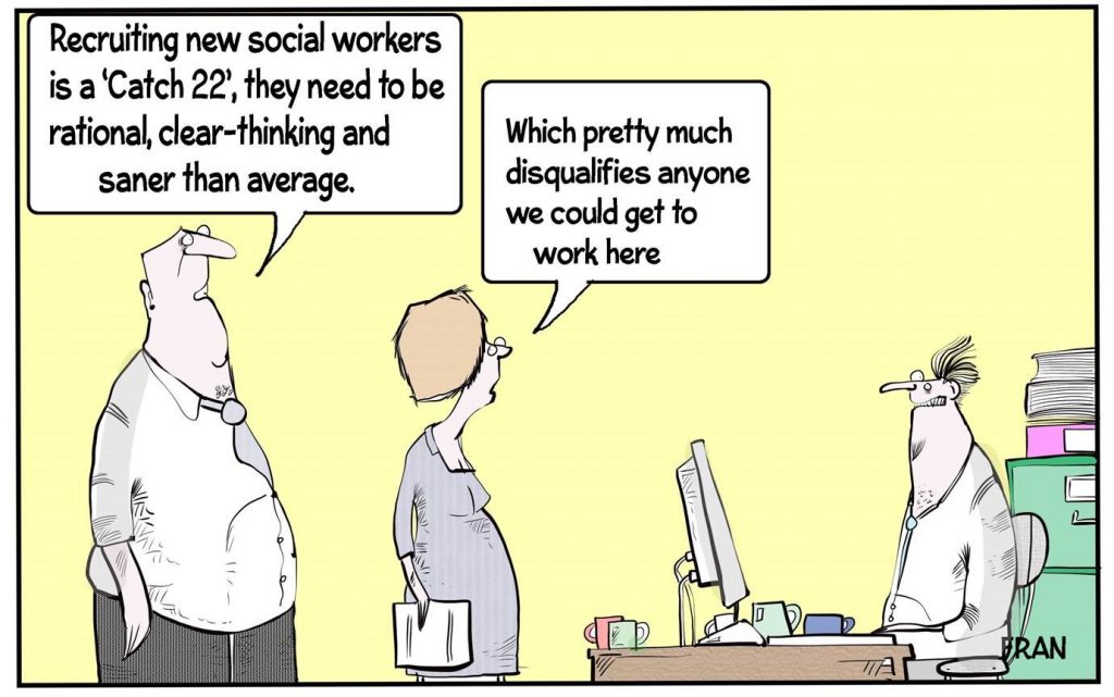 Social work cartoon: 'Recruitment'