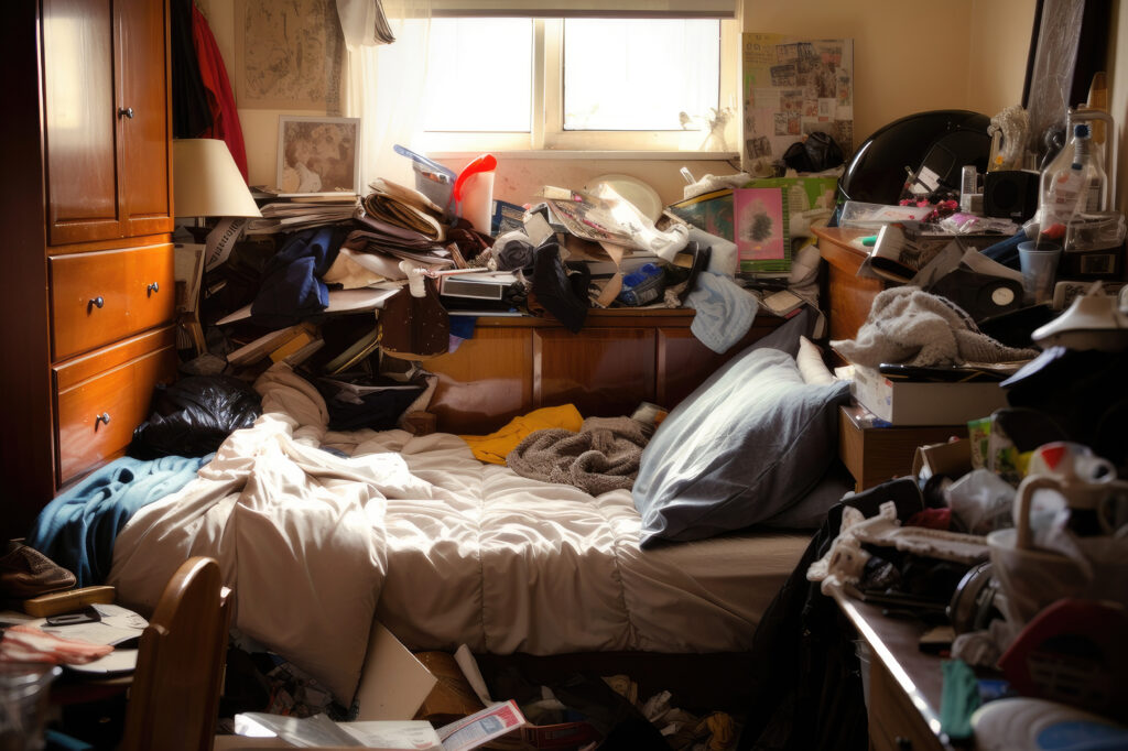 messy dirty room. compulsive hoarding disorder. mental health problems ...