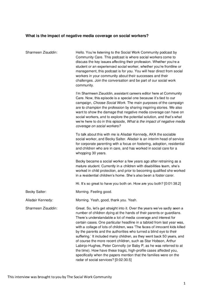 TranscriptionWhat is the impact of negative media coverage on social ...