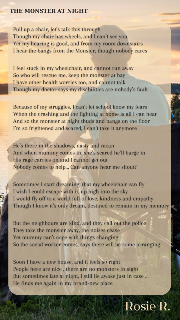 The Monster at Night: a poem about the struggles of a disabled child ...